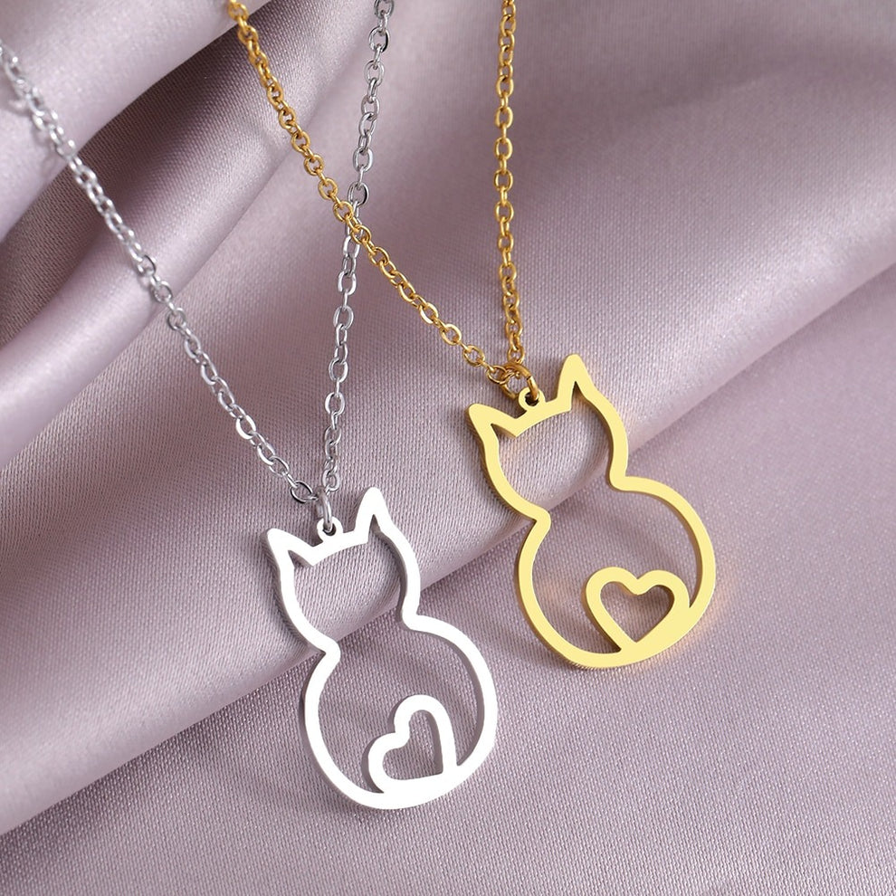 Ketting hart in kat zilver "Charmy" – The Happy Cat Shop
