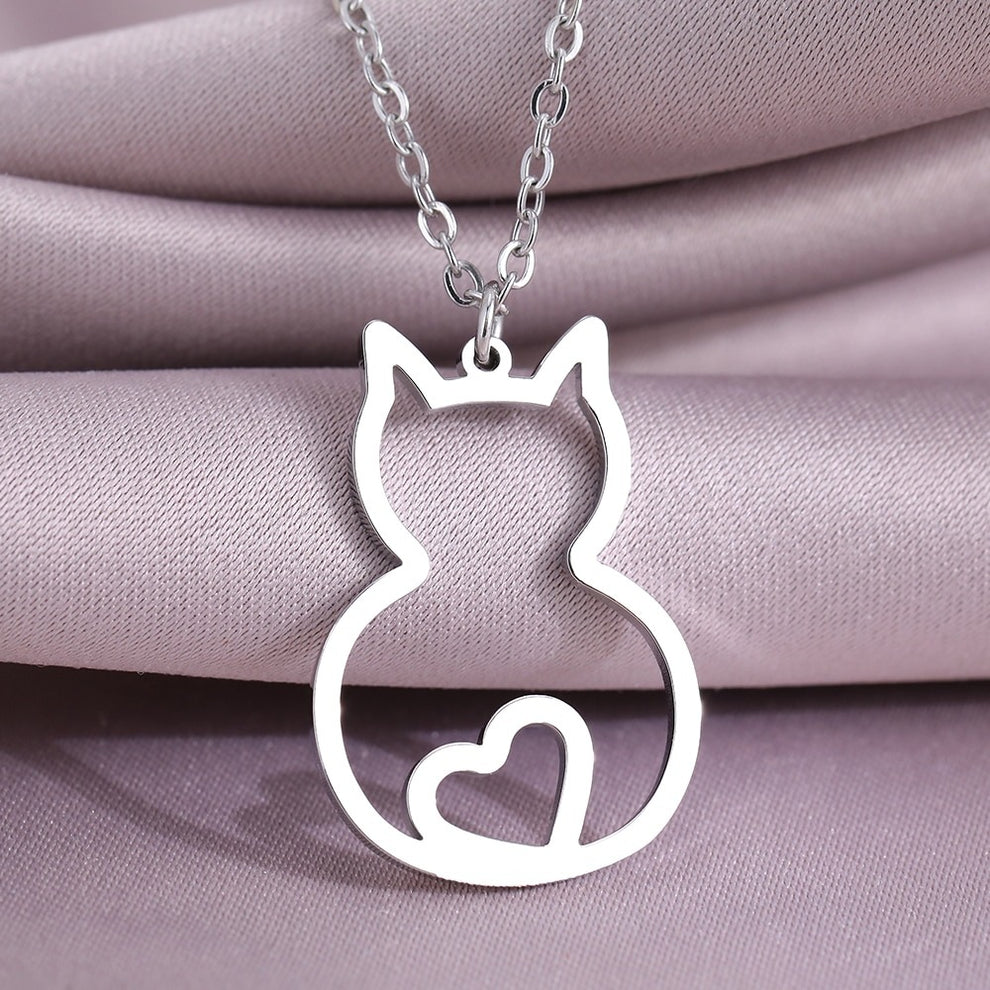 Ketting hart in kat zilver "Charmy" – The Happy Cat Shop